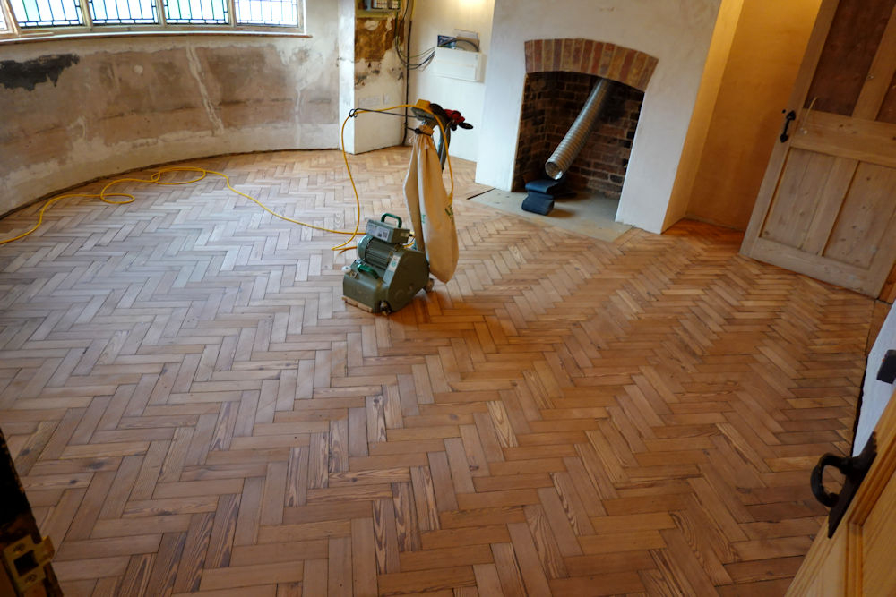 Parquet Floor Level Sanding | The Salutation - Restoration