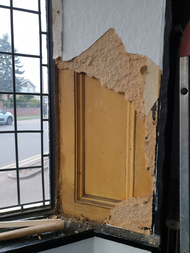 Uncovering panelling around the big bay window | The Salutation ...